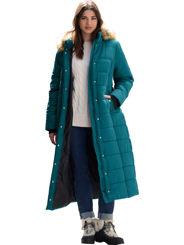 ROAMAN'S Maxi Length Puffer Coat with Detachable Hood